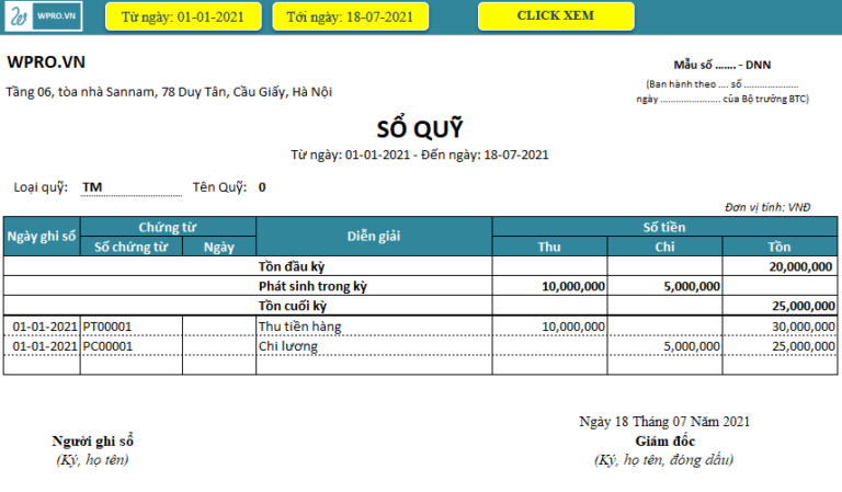 Mẫu file excel quản lý thu chi công ty - Tải miễn phí - WPRO - Phần mềm ...